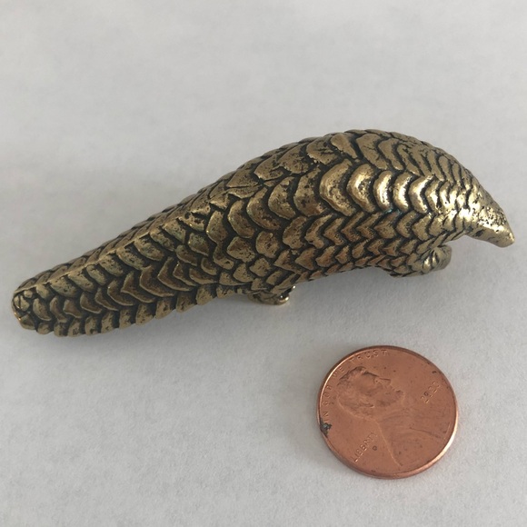 Accents | Vintage Miniature Solid Brass Pangolin Statue Figurine ...